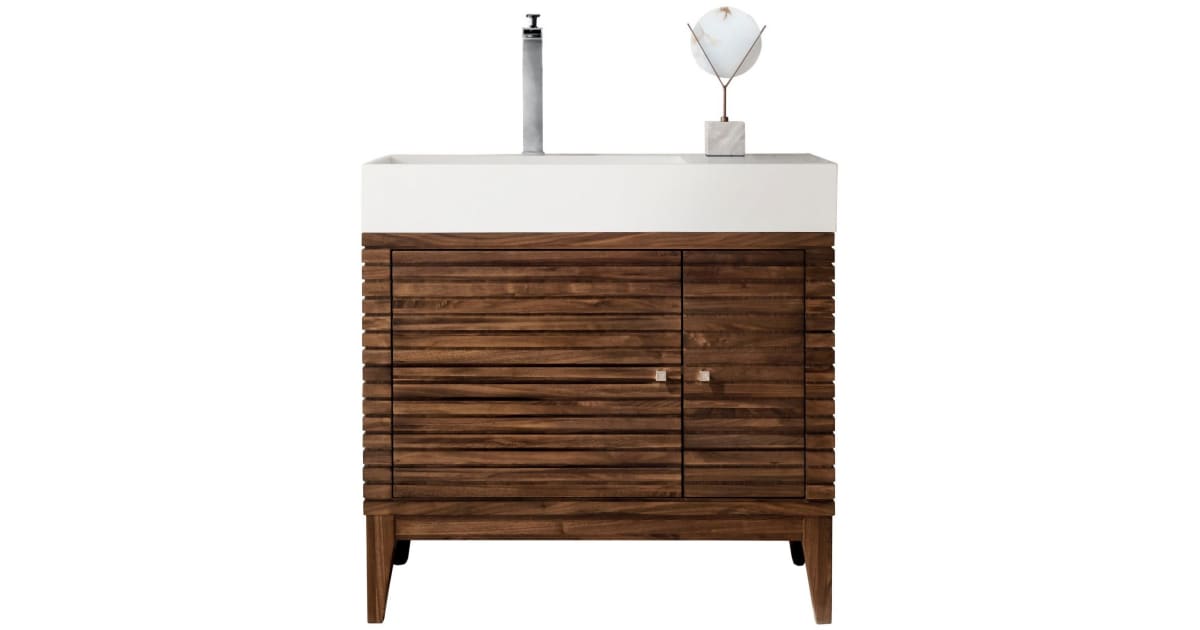 James Martin Vanities 210-V36-WLT-GW Linear 36" Single Basin Walnut ...