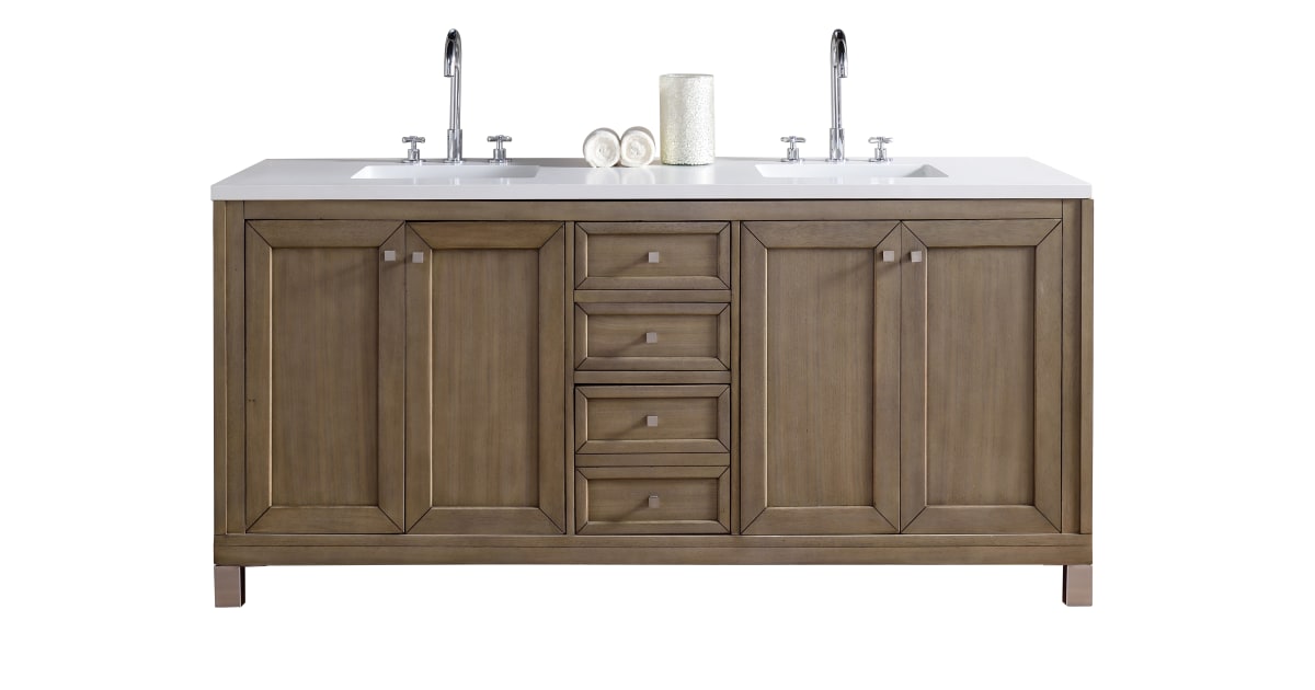 James Martin Vanities 305-V72-WWW-3CLW Chicago 72" Free Standing or ...