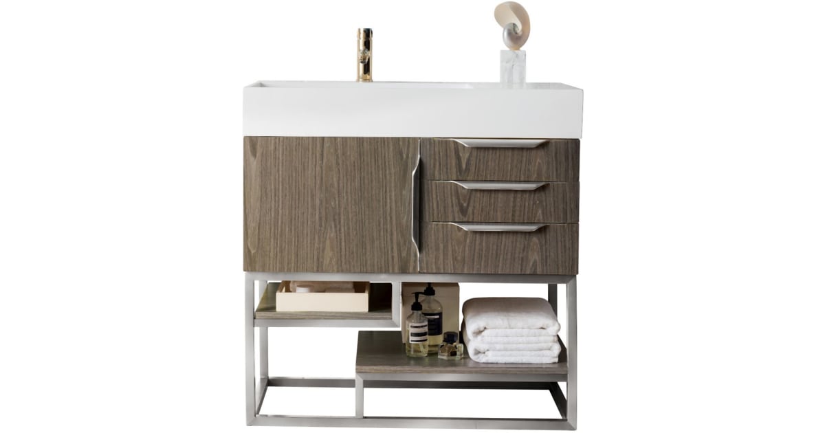 James Martin Vanities 388-V36-AGR-BN-GW Columbia 36" Single Basin Wood ...