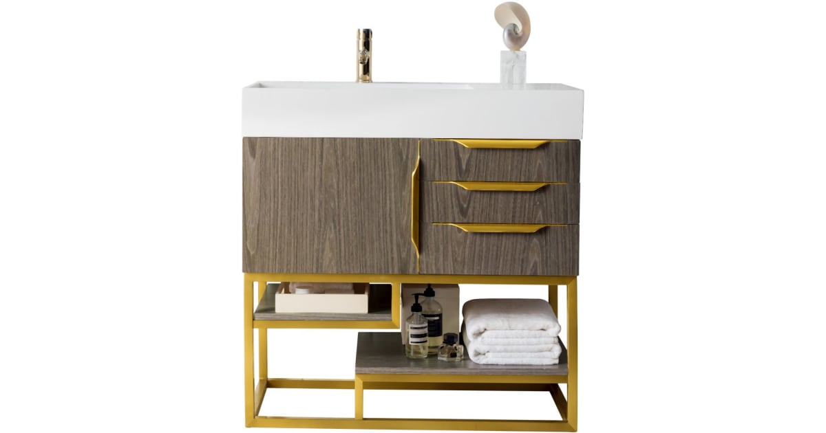 James Martin Vanities 388-V36-AGR-RG-GW Columbia 36" Single Basin Wood ...