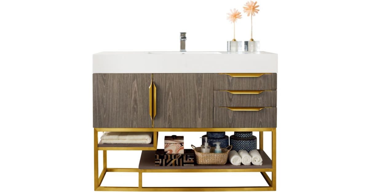 James Martin Vanities 388-V48-AGR-RG-GW Columbia 48" Single Basin Wood ...