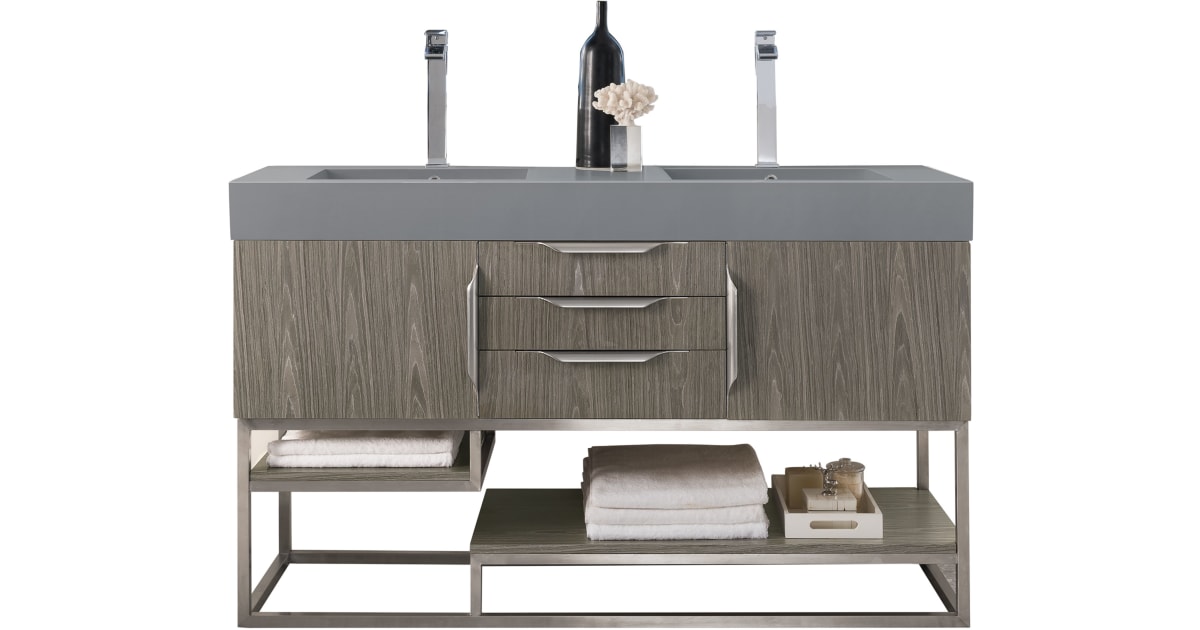 James Martin Vanities 388-V59D-AGR-BN-DGG Columbia 59" Double Basin ...