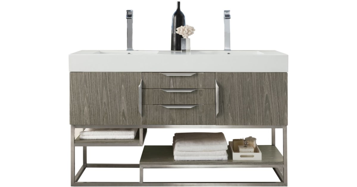 James Martin Vanities 388-V59D-AGR-BN-GW Columbia 59" Double Basin Wood ...