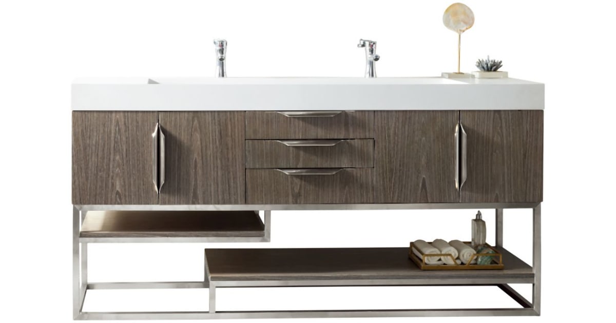 James Martin Vanities 388-V72D-AGR-BN-GW Columbia 72" Single Basin ...