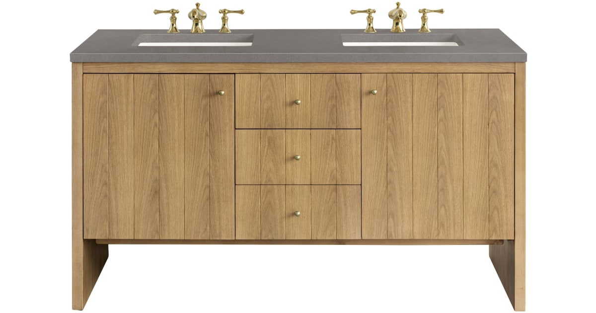 James Martin Vanities 435-V60D-LNO-3GEX Hudson 60" Double Basin Ash ...