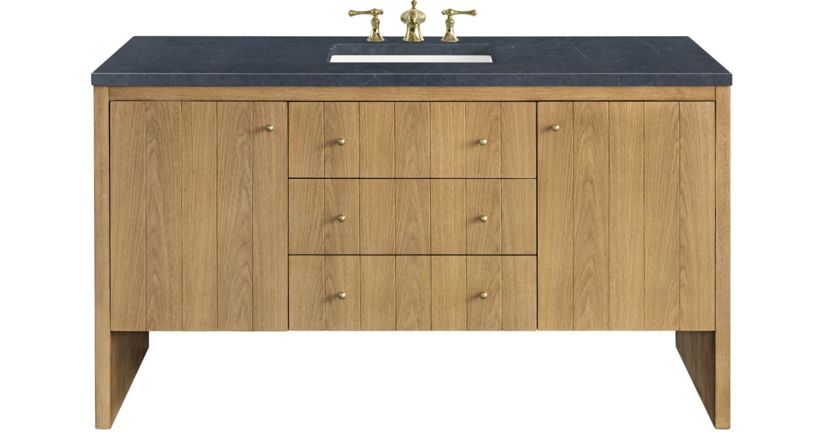 James Martin Vanities 435-V60S-LNO-3CSP Hudson 60" Single Basin Ash Wood Vanity Set with 3 cm ...
