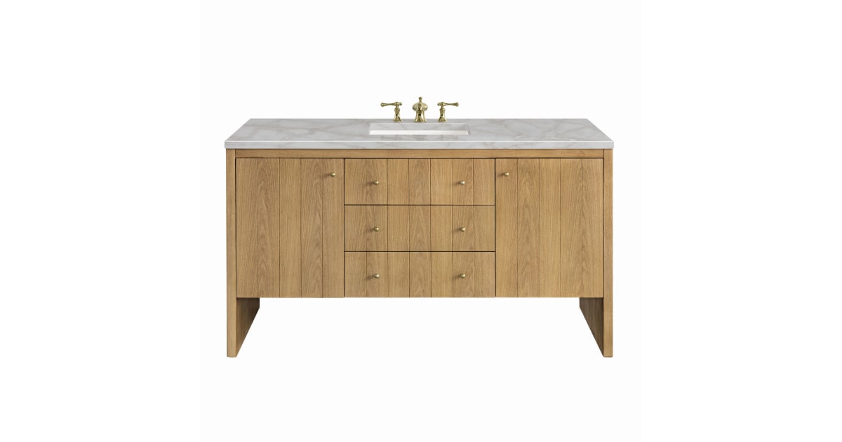 James Martin Vanities 435-V60S-LNO-3VSL Hudson 60" Single Basin Wood Vanity Set with 3cm ...