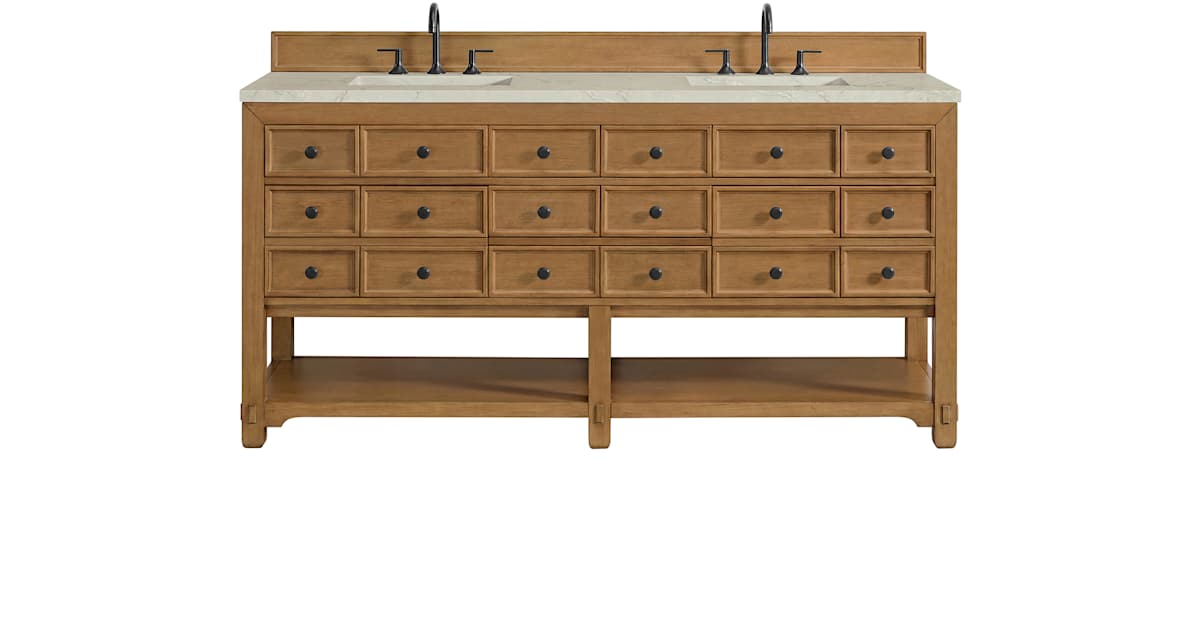 James Martin Vanities 505-V72-AMB-FVSL Malibu 72" Free Standing Double ...