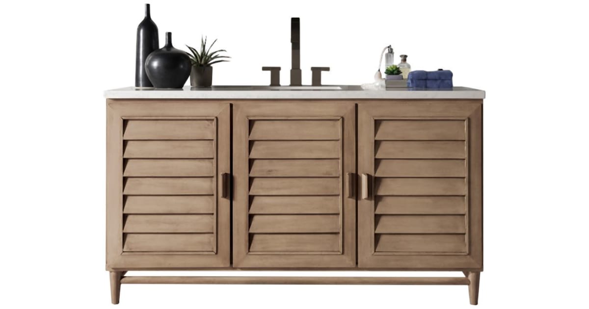 James Martin Vanities 620-V60S-WW-3AF Portland 60" Free Standing Single ...