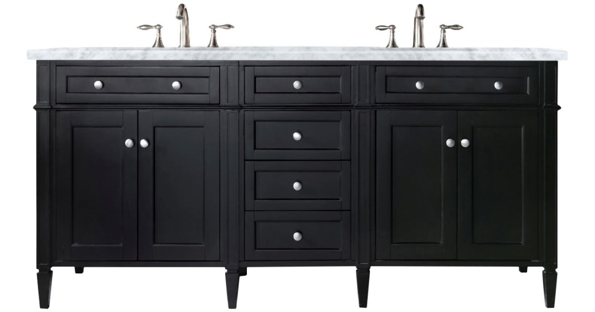 James Martin Vanities 650-V72-BKO-3CAR Brittany 72" Double Basin Poplar ...