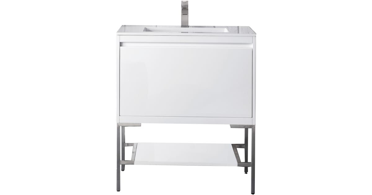 James Martin Vanities 805-V31.5-GW-BN-GW Mantova 32" Single Basin Poplar Wood Vanity Set with ...