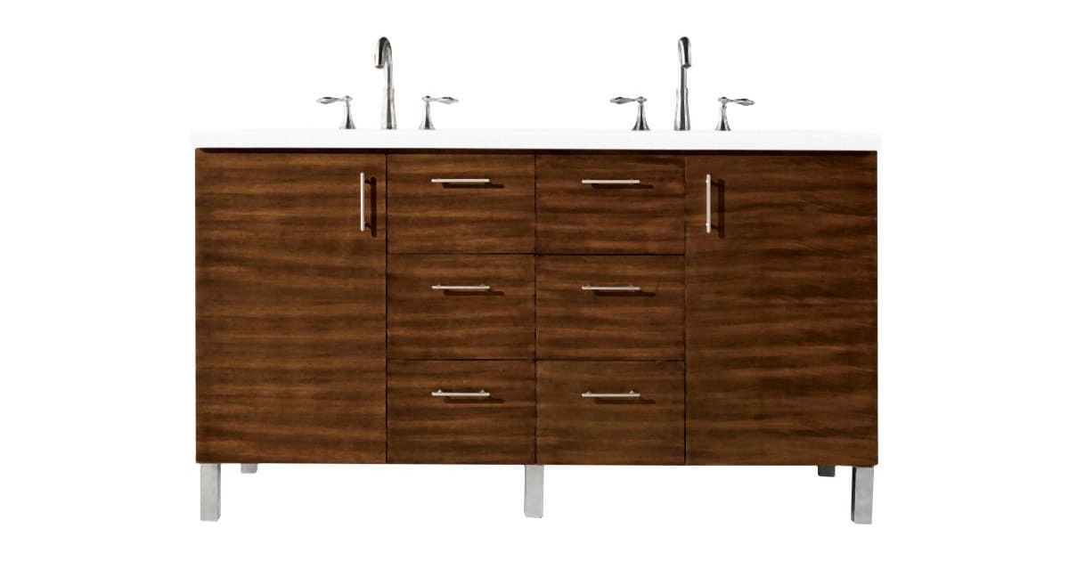 James Martin Vanities 850-V60D-AWT-3CLW Metropolitan 60" Free Standing ...
