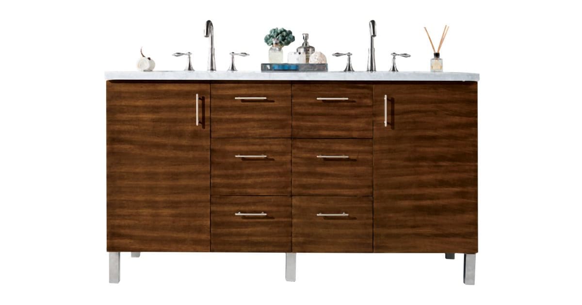 James Martin Vanities 850-V60D-AWT-3EJP Metropolitan 60" Free Standing ...