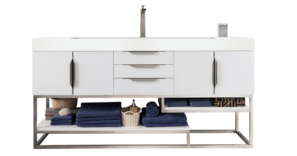James Martin Vanities 983-V72S-GW-BN-GW Columbia 72" Free Standing ...