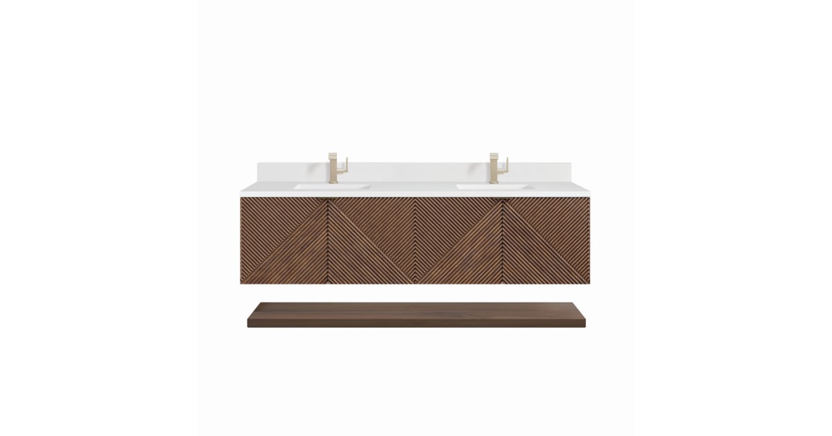 James Martin Vanities D200-V72-CSN-1WZ Marcello 72" Double Basin Wood Vanity Set with 3cm White ...