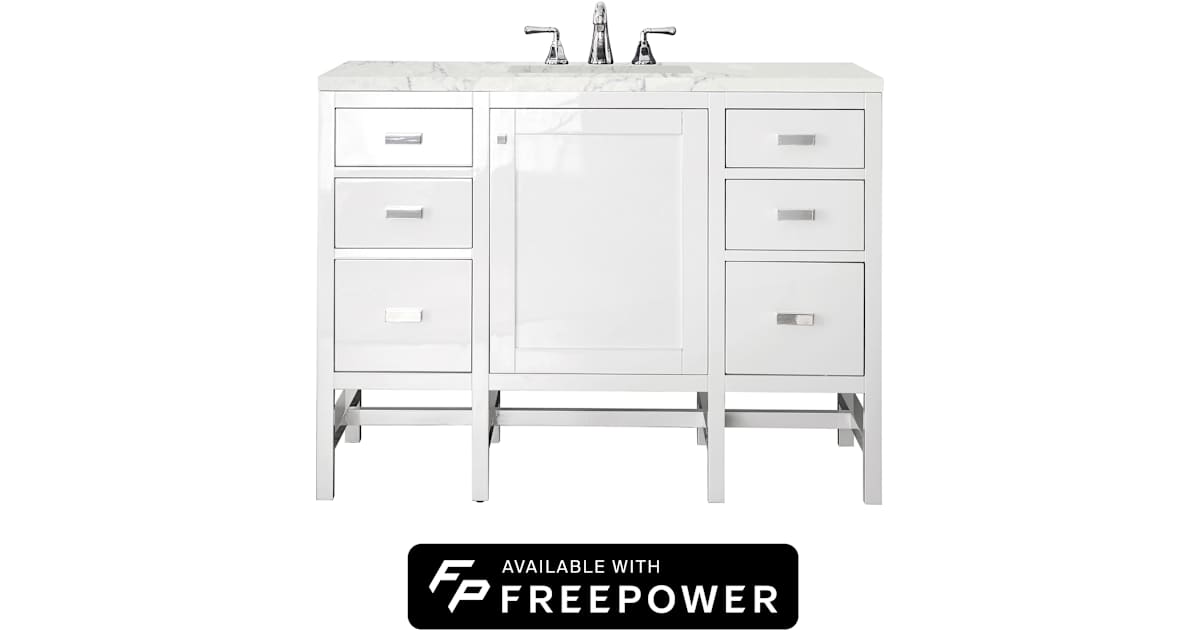 James Martin Vanities E444-V48-GW-FEJP Addison 48" Free Standing Single ...