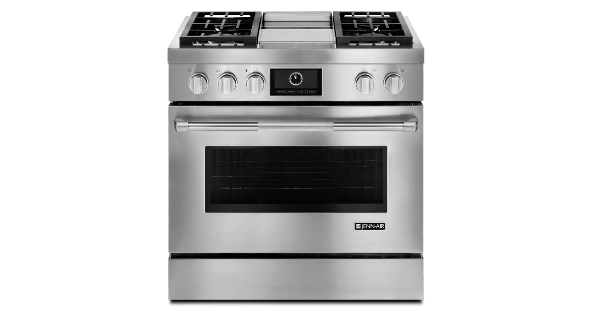 JennAir JDRP536WP Pro-Style 36 Inch Wide 5.1 Cu. Ft. Dual Fuel Range ...
