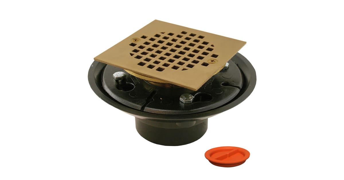 Jones Stephens D50153TP 2X3 ABS SHR/FLR DRN W/4-1/4 PB SQ STR & BRS ...