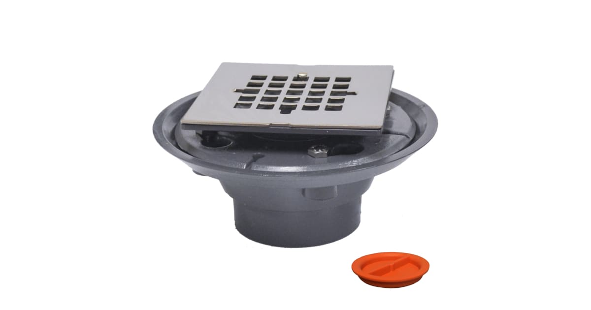 Jones Stephens D5088BNTP 2X3 PVC SHR/FLR DRN W/2 SPUD & BN STAMPED SQ ...