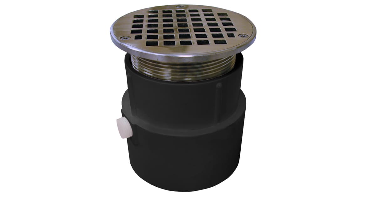 Jones Stephens D53048 4" PVC Over Pipe Fit Drain Base with 3-1/2' Metal ...