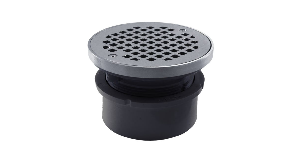 Jones Stephens D53406 4" PVC Hub Fit Drain Base with 3-1/2" Spud and 5 ...