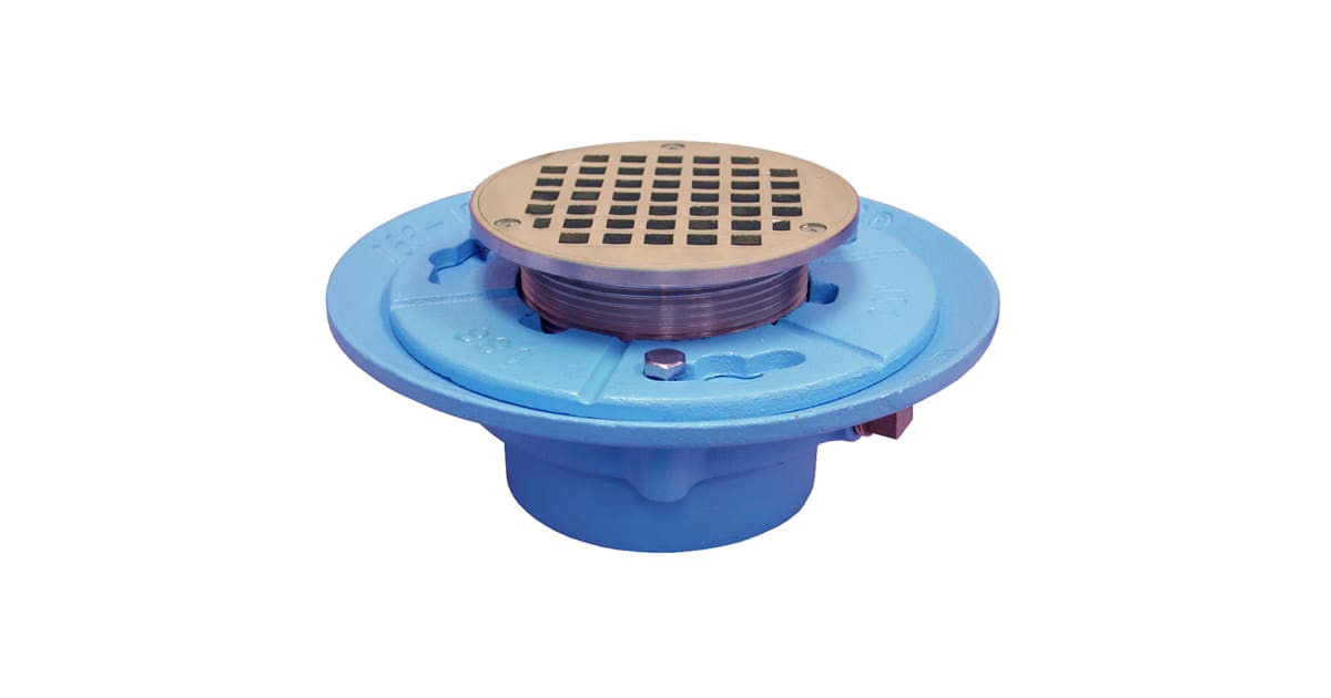 Jones Stephens D66565 2" No Hub Code Blue Floor Drain with 9" Pan and 6 ...