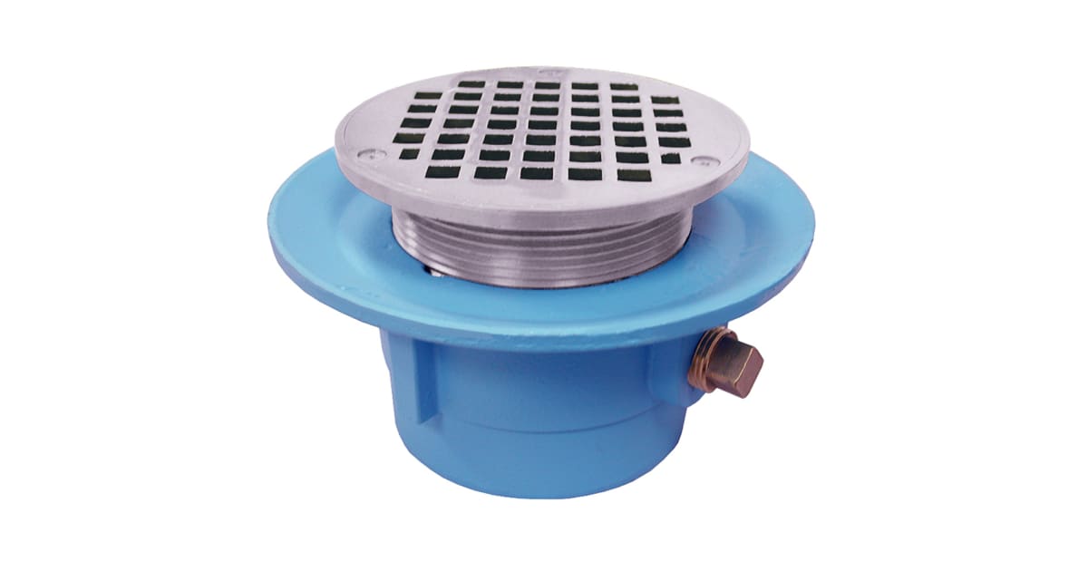 Jones Stephens D67023 2" No Hub Code Blue Slab Drain with 7" Pan and 6 ...