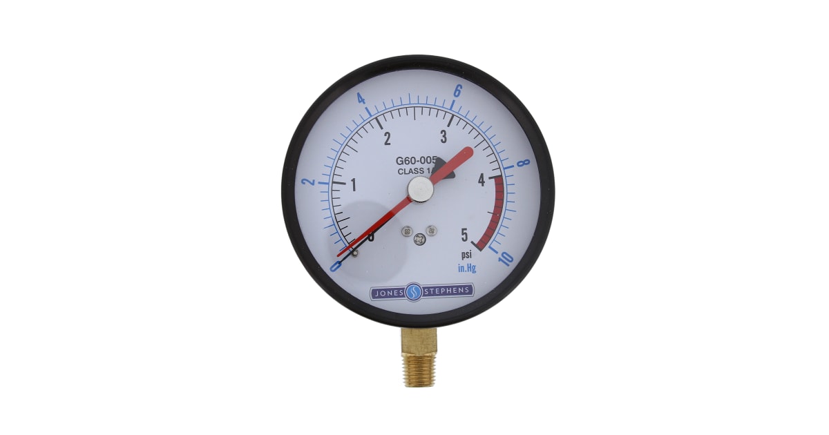 Jones Stephens G60005 4" 5 PSI Dual Scale Gas Test Gauge | Ferguson Home
