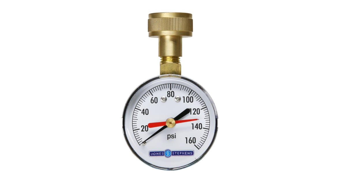 Jones Stephens J66302 2-1/2" 160 PSI Water Test Gauge with Memory ...