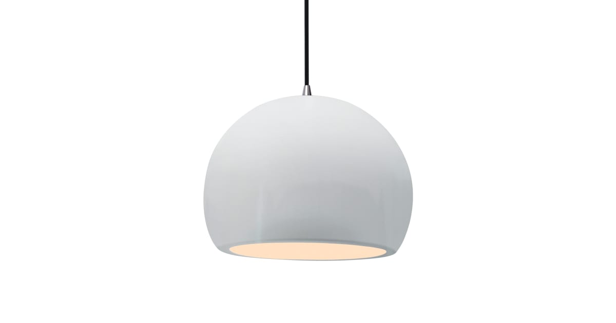 Justice Design Group CER-6535-WHT-NCKL-BKCD Radiance 12" Wide Pendant ...