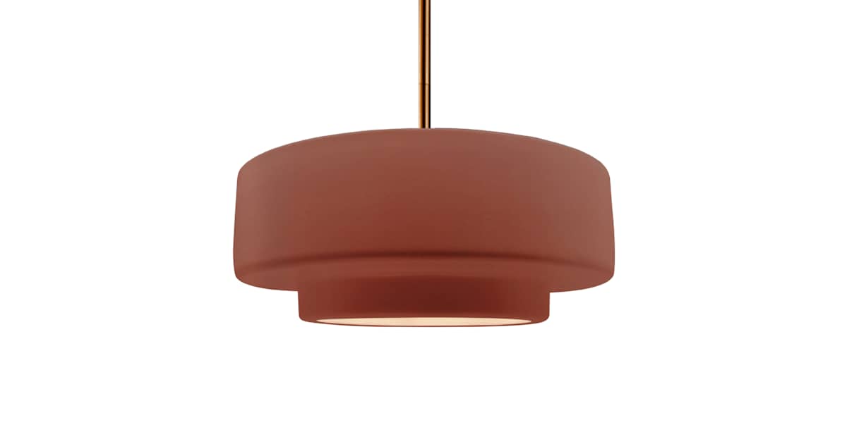 Justice Design Group CER-6545-CLAY-BRSS-RIGID Radiance 17" Wide Pendant ...
