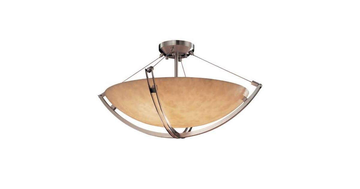 Justice Design Group CLD-9712-35-NCKL Clouds 24" Round Bowl Semi Flush ...