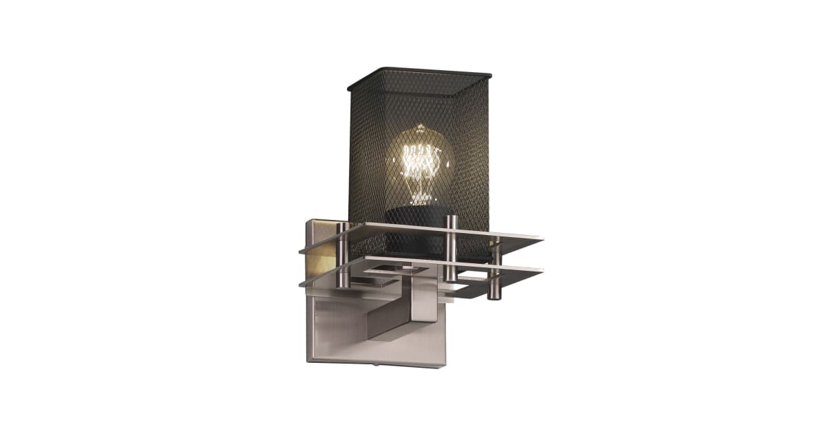 Justice Design Group MSH-8171-15-NCKL Wire Mesh 6.5" Bathroom Sconce ...