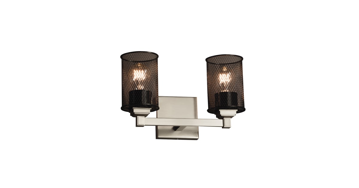 Justice Design Group MSH-8432-10-NCKL Wire Mesh 13" Regency 2 Light ...