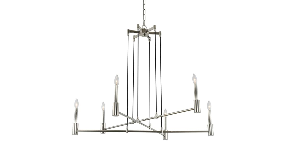 Kalco 509871PN Kingston 6 Light 40" Wide Taper Candle Chandelier ...