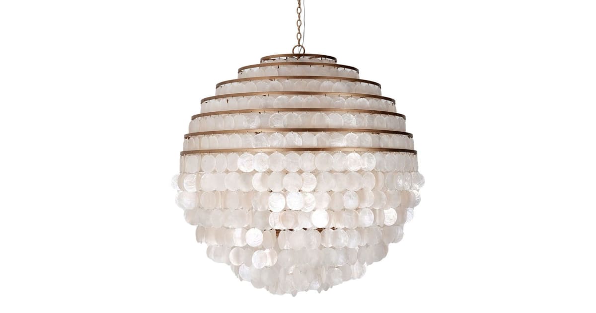 Kalco 521156PAB Sphere 6 Light 28" Wide Pendant with Hanging Capiz ...