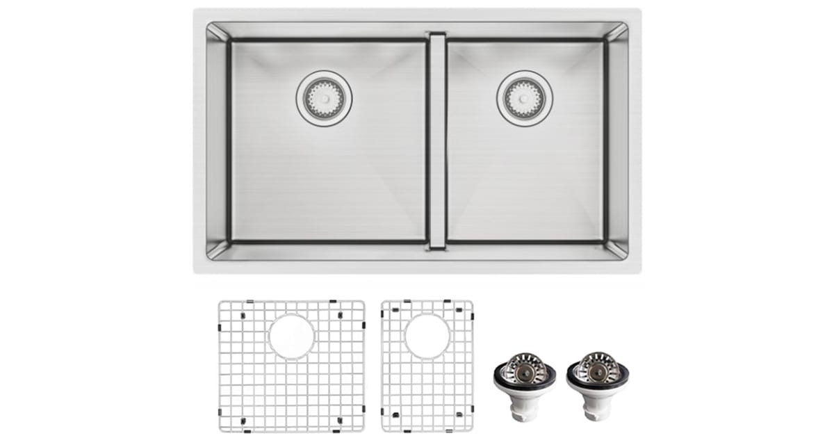 Karran USA EL-77-PK1 Elite 32" Undermount Double Basin Stainless Steel ...