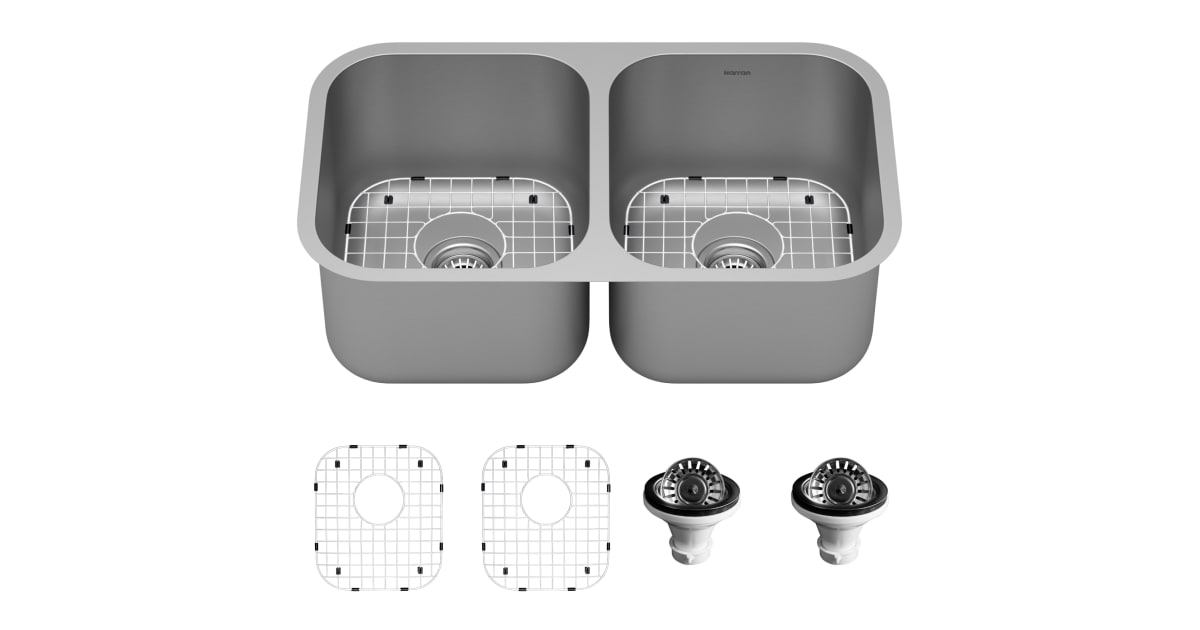 Karran USA PU51-PK1 Profile 32-1/4" Undermount Double Basin Stainless ...