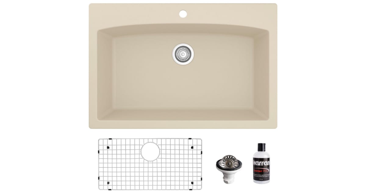 Karran USA QT-712-BI-PK1 Quartz QT 33" Drop In Single Basin Quartz ...