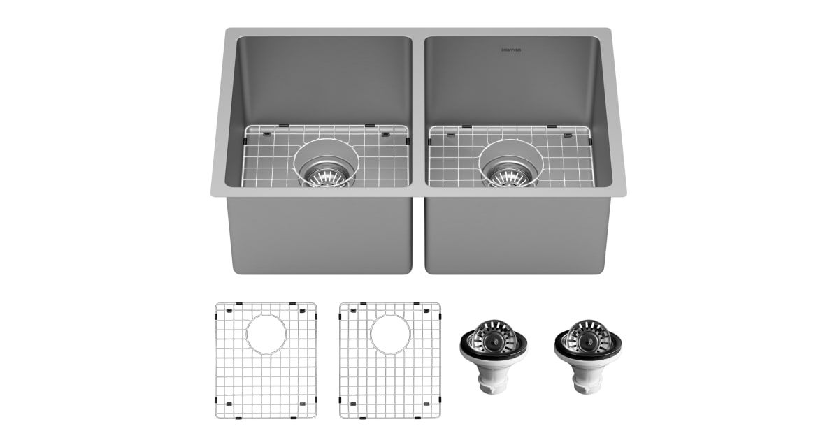 Karran USA SU76-PK1 Select 30" Undermount Double Basin Stainless Steel ...