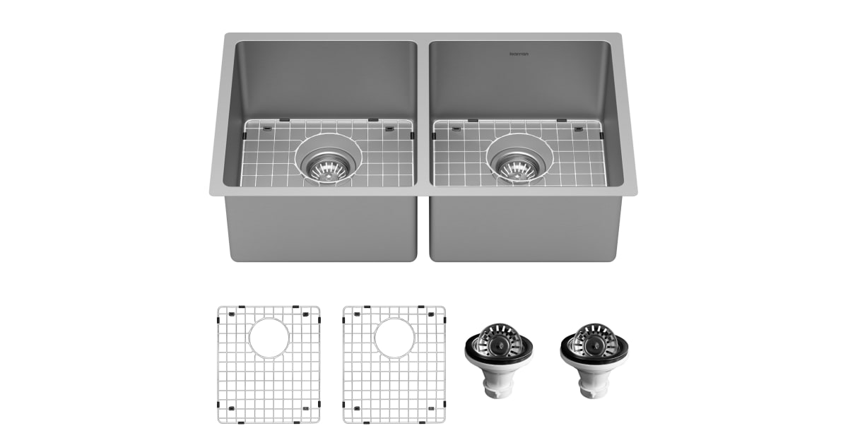 Karran USA SU77-PK1 Select 32" Undermount Double Basin Stainless Steel ...