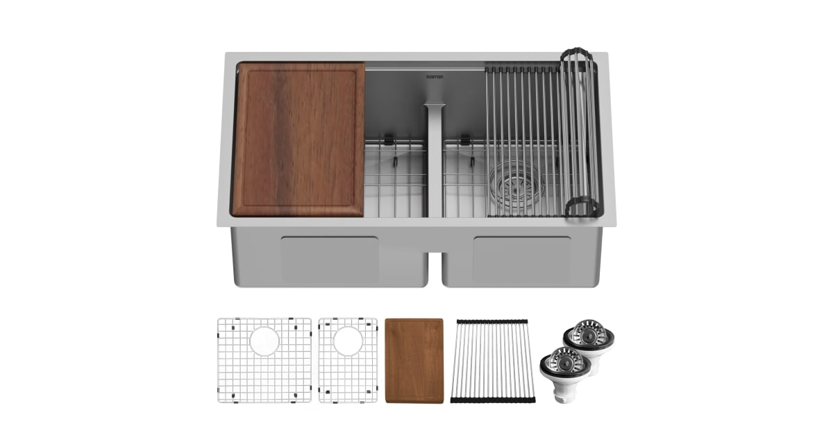 Karran USA WS-40-PK1 Elite Workstation 32" Undermount Double Basin ...