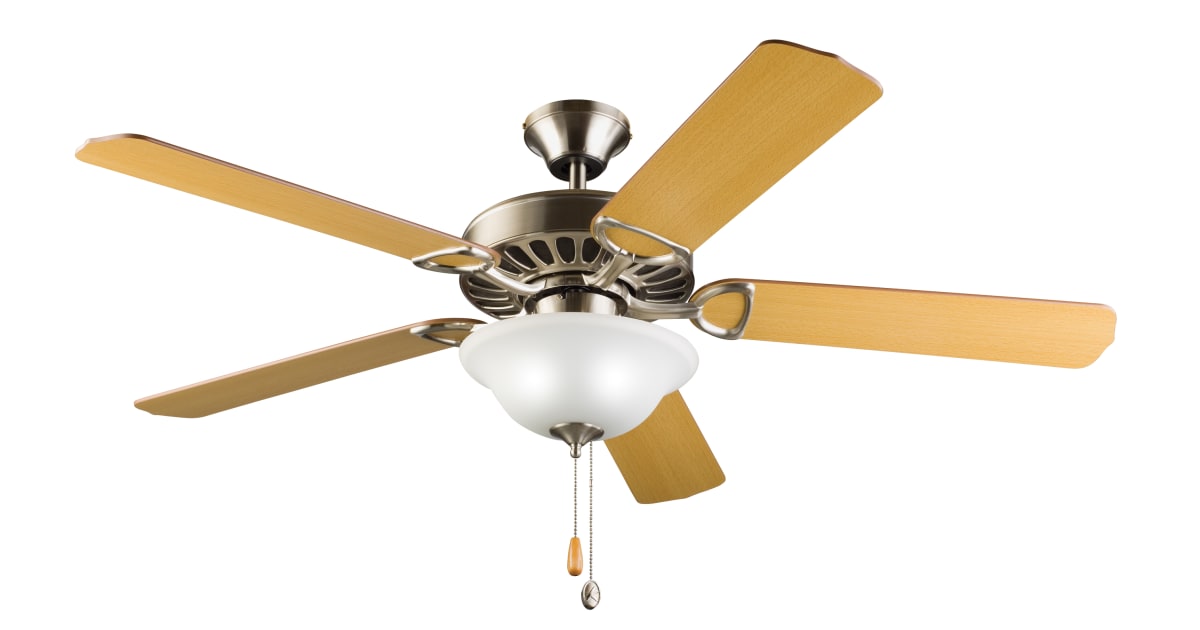 Kichler Five Bladed 52 inch Indoor Ceiling Fan with Etched Glass Down ...