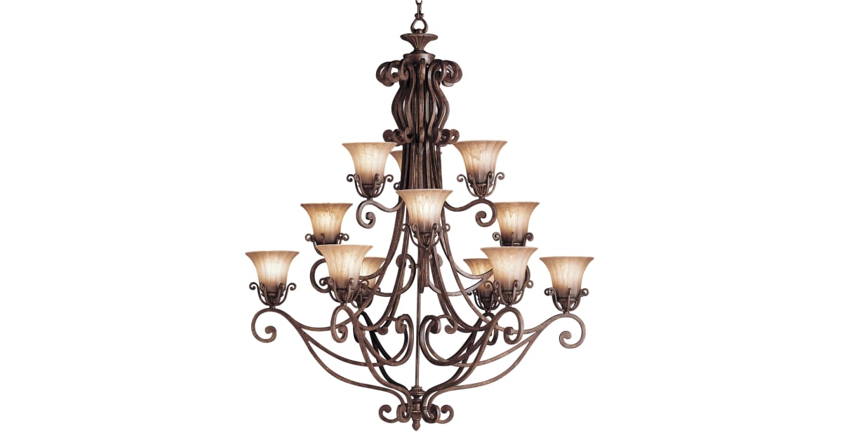 Kichler 1857CZ Cottage Grove 3-Tier Chandelier with 12 Lights - 72 ...