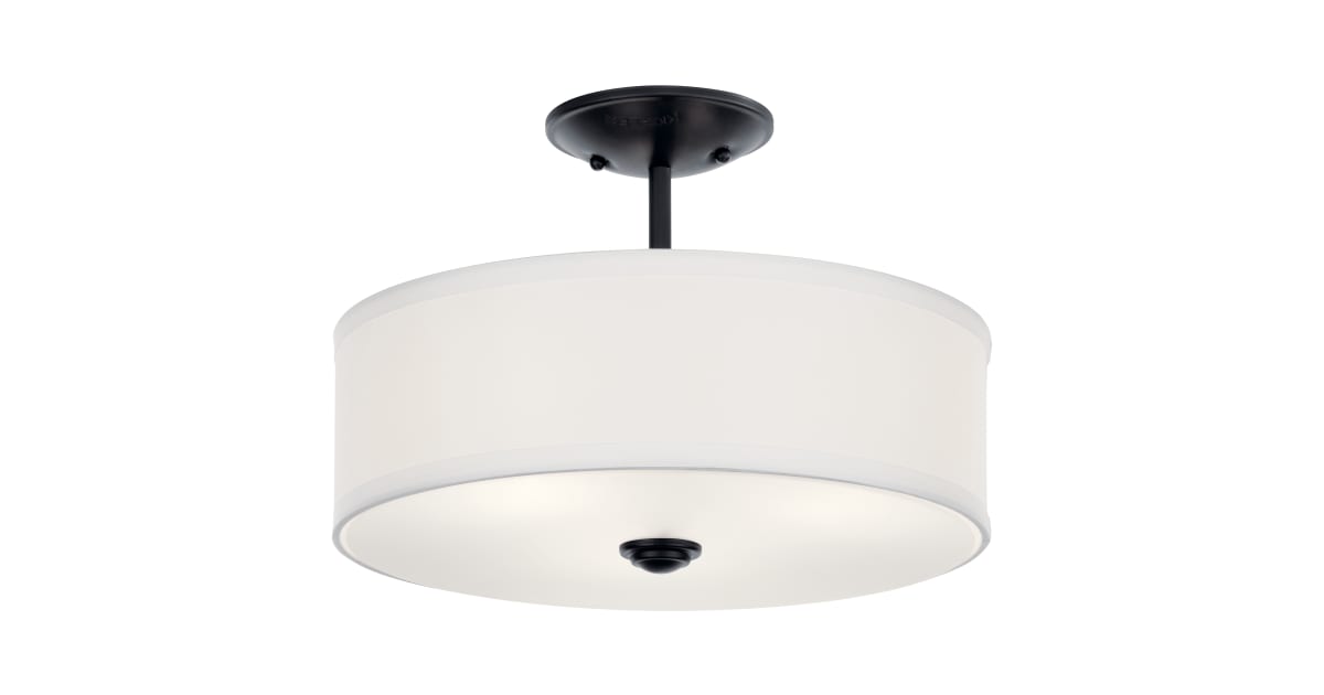 Kichler 43675BK Shailene 3 Light 14" Wide Semi-Flush Drum Ceiling ...