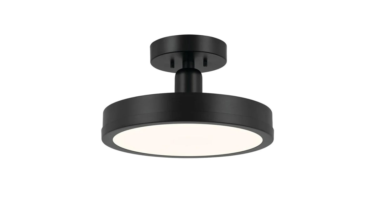 Kichler 52589BK Riu 15" Wide LED Semi-flush Drum Ceiling Fixture ...