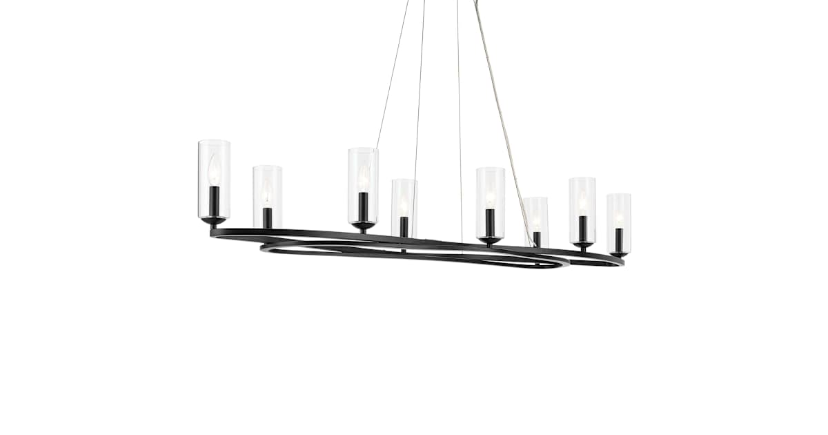 Kichler 52772BK Harpin 8 Light 17" Wide Linear Chandelier | Ferguson Home