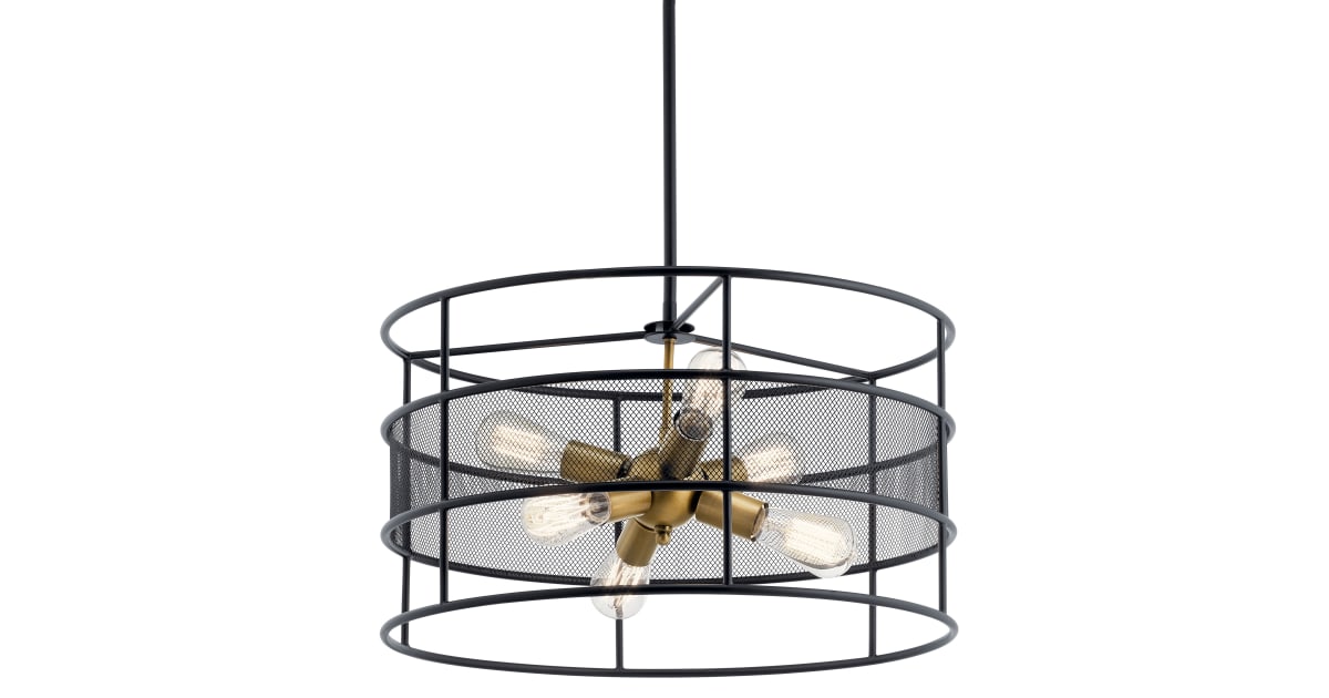 Kichler 43594BK Piston 6 Light 22" Wide Drum Chandelier | Ferguson Home