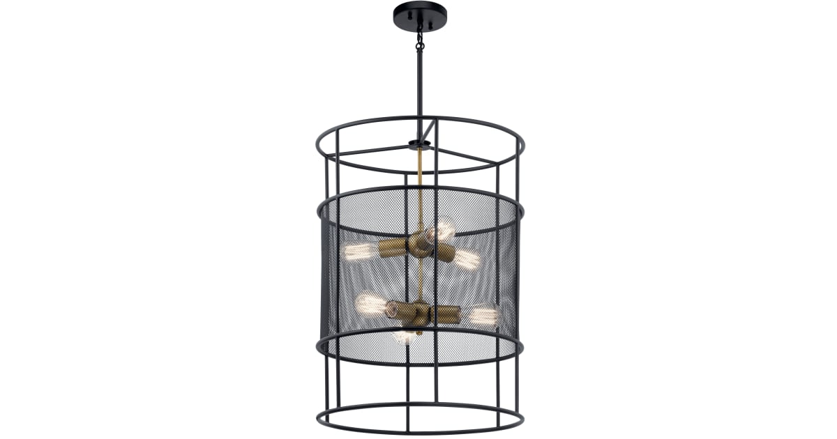 Kichler 43596BK Piston 6 Light 18" Wide Drum Chandelier | Ferguson Home