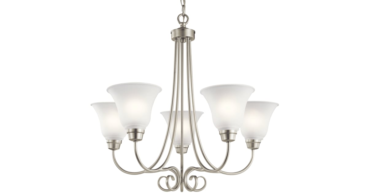 Kichler 43938NIL18 Bixler 5 Light 26" LED Chandelier with Satin Etched ...